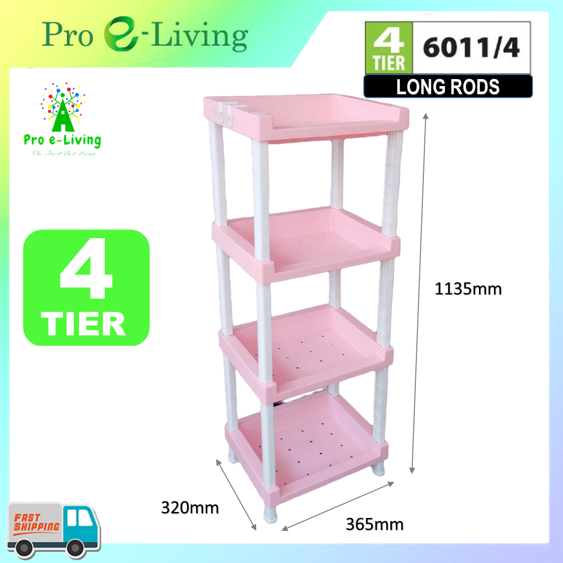 Multipurpose Square Rack (Long Rods) 2/3/4 Tiers/ Rak Barang Serbaguna ...