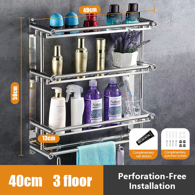 Bathroom Rack Stainless Steel Bathroom Towel Rack Shelf Shampoo Rack ...