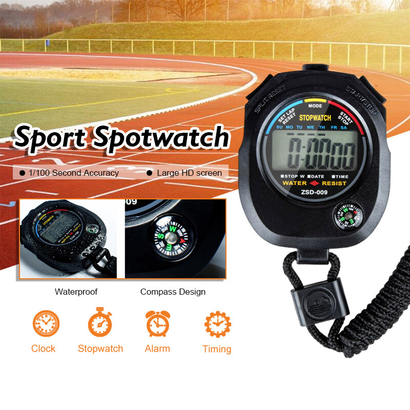 【🇲🇾Stock 】Sports Stopwatch Waterproof Digital LCD Chronograph Timer ...