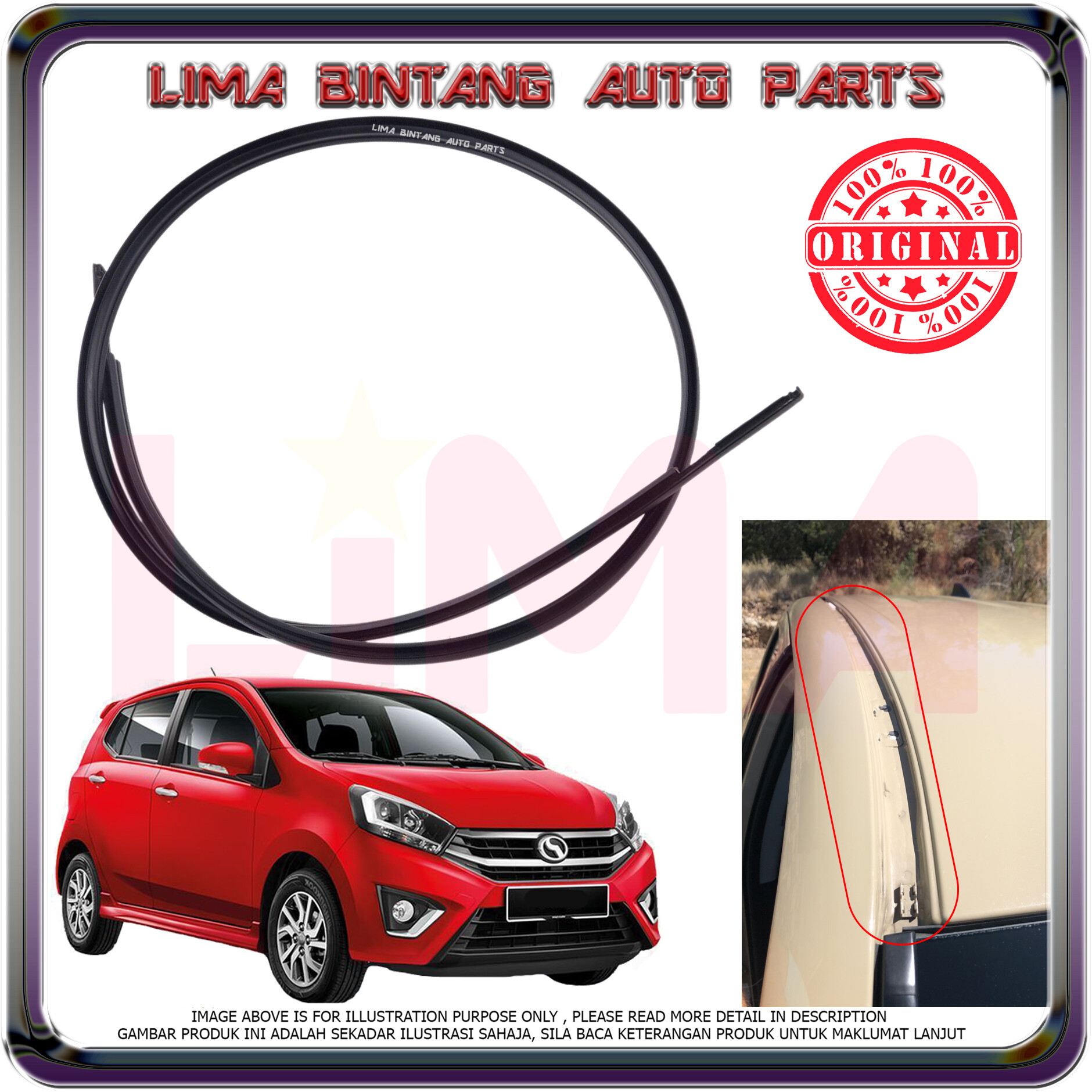 Perodua Axia Roof Moulding Lining Left / Right Side *Original* ( Getah ...