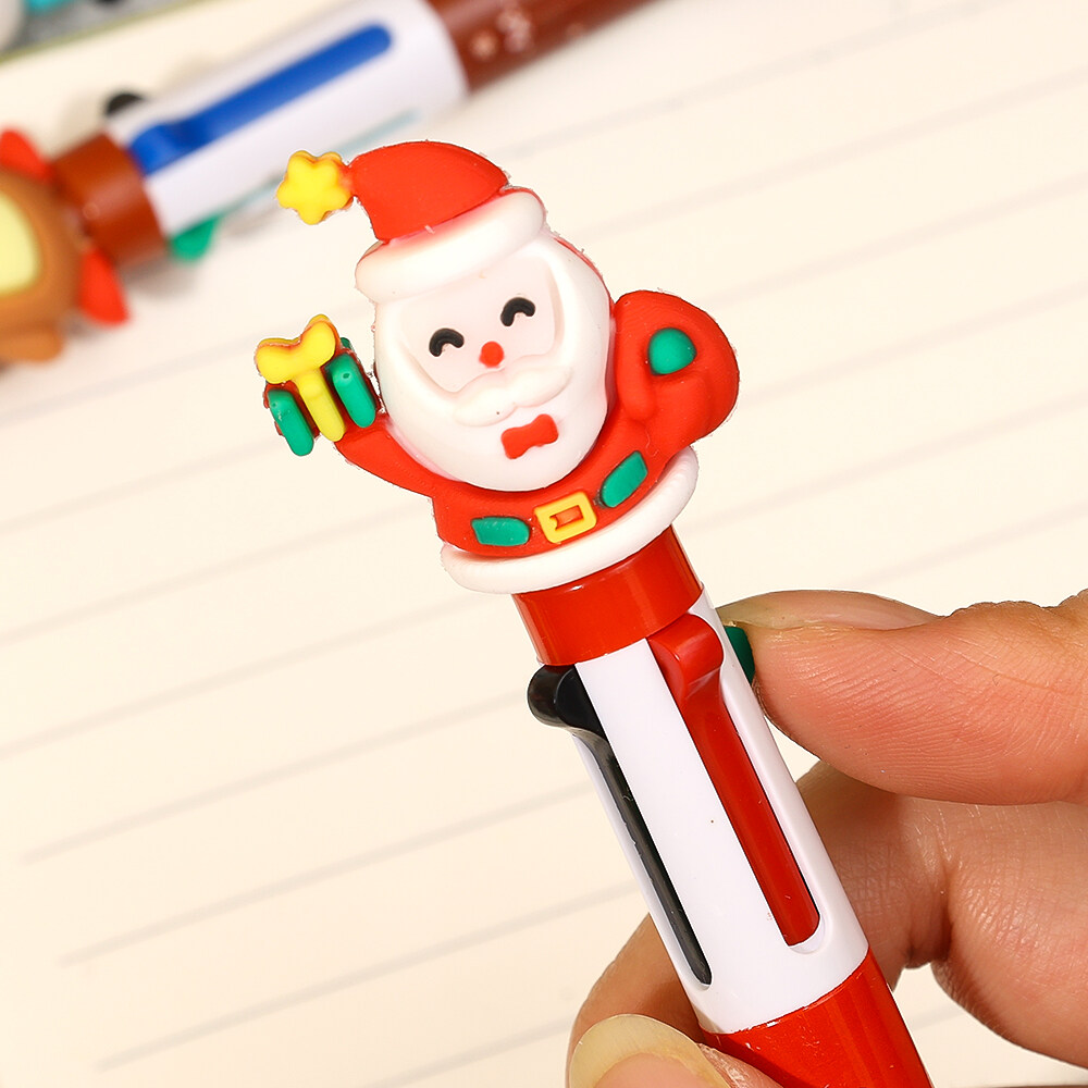 4 Colors Christmas Ballpoint Pen Cute Santa Claus Multicolor Marker ...