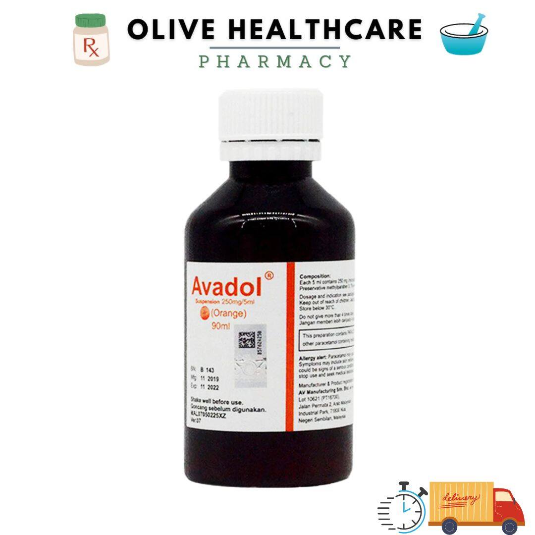 AVADOL Orange Paracetamol 250mg/5ml Suspension For Kids 90ml | Lazada
