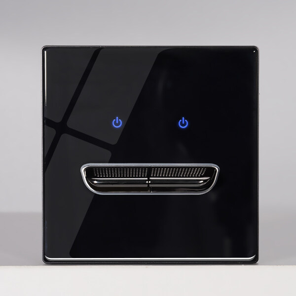 KAMANNI Modern Wall Light Switch 13amp Wall Power Switch Black Tempered ...