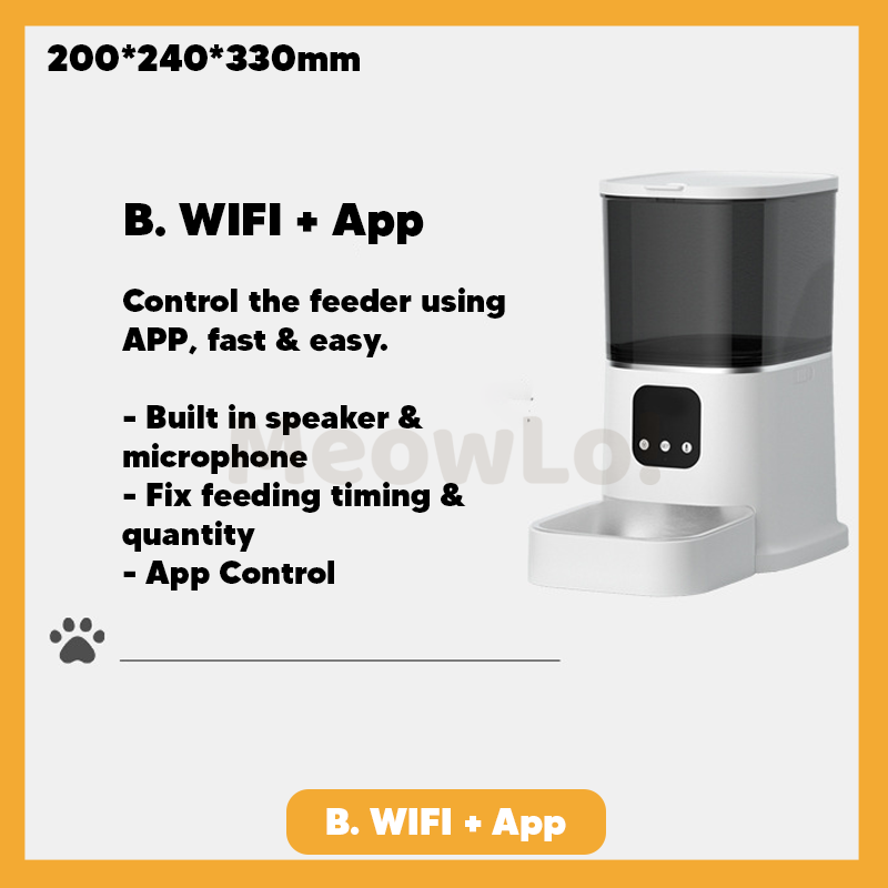 MeowLo 7L Automatic Pet Feeder WIFI Smart Camera Voice Recorder Dogs ...