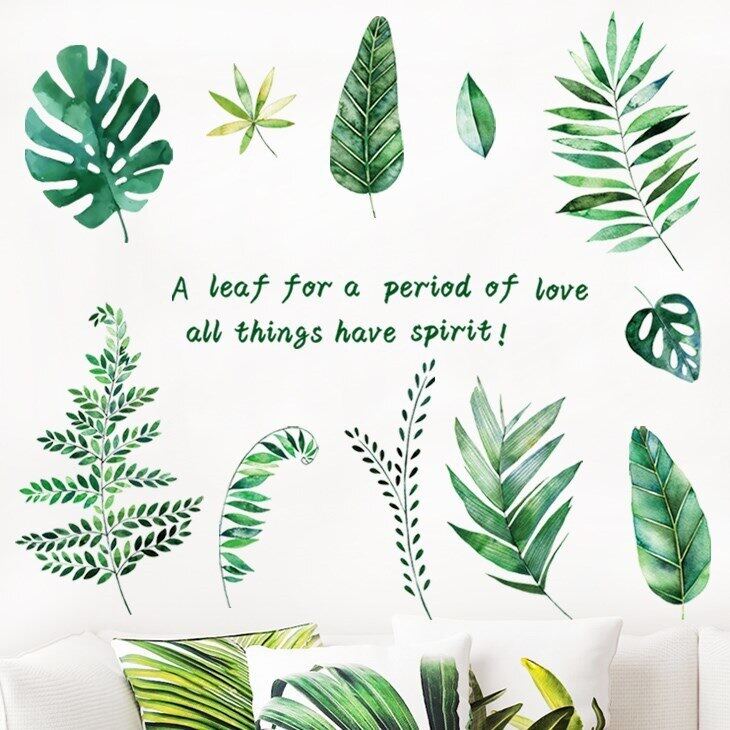 สติ๊กเกอร์ติดผนังขนาดใหญ่ INS Leaves Flamingo Unicorn Wall Decal สำหรับ ...