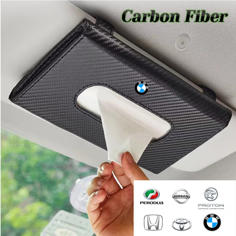 AUTOP Carbon Fiber Car Tissue Holder Box Universal Tisu Sun Visor ...