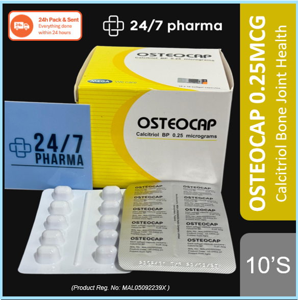 (1 Strip) Osteocap 0.25mcg 10’s Osteo-cap Mega We Care 骨化三醇 Calcitriol ...