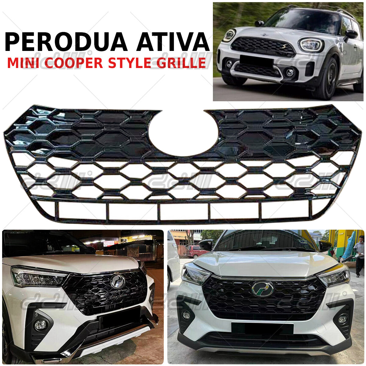 [READY STOCK] STV-ATIVA MC Grille (MINI COOPER DESIGN) Perodua Ativa Front Grille Grill Depan ...