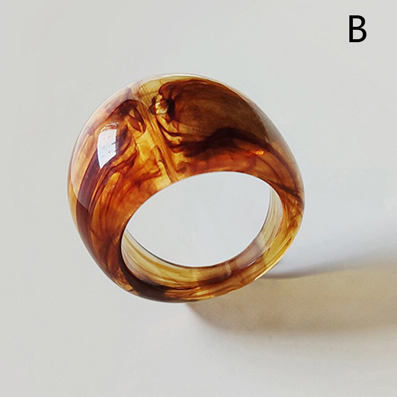 Jhu New Korea Colorful Transparent Resin Acetate Rings for Women Party ...