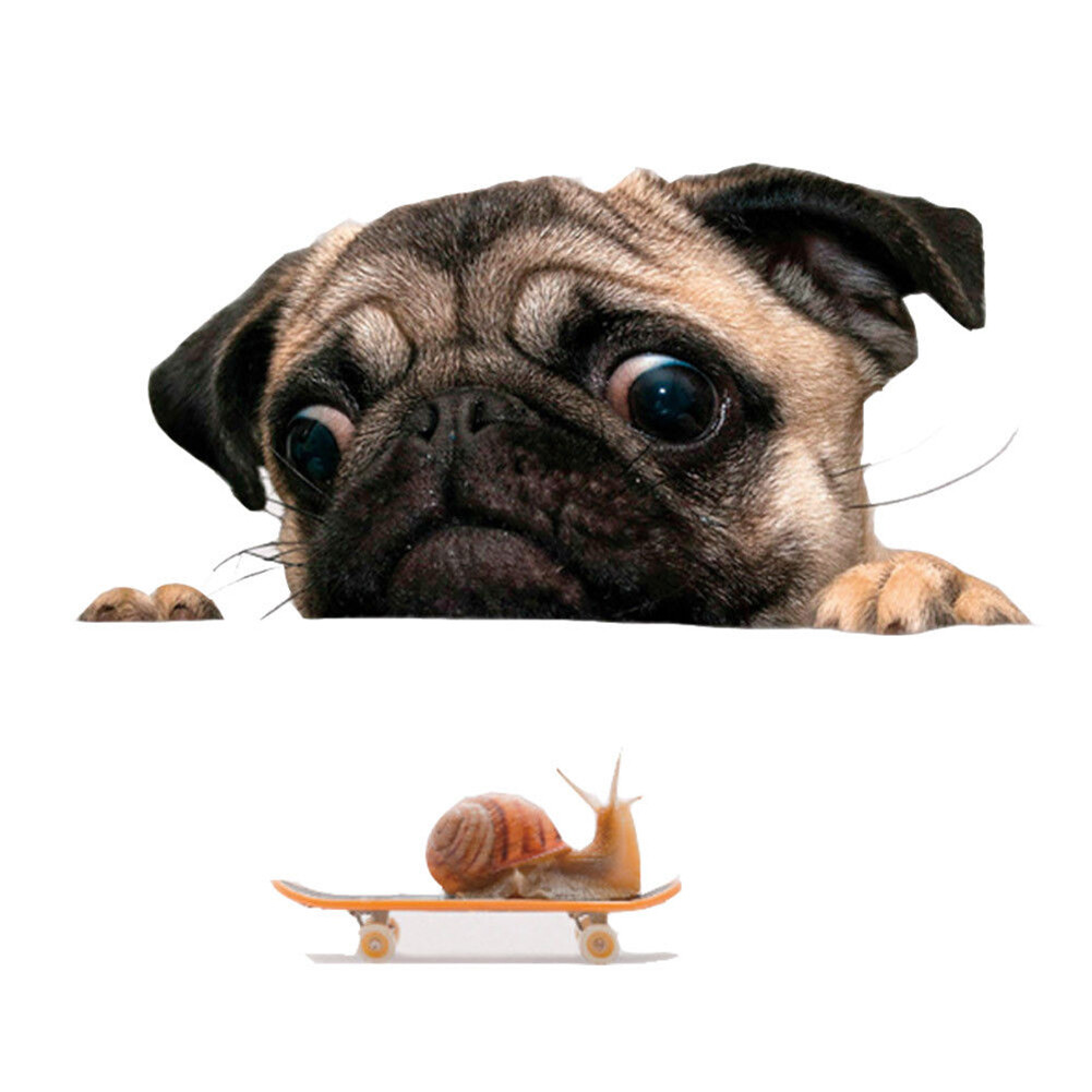 mustyy Funny Cute Pet Pug Dog Snail 3D Car Window Decals Home Wall ...