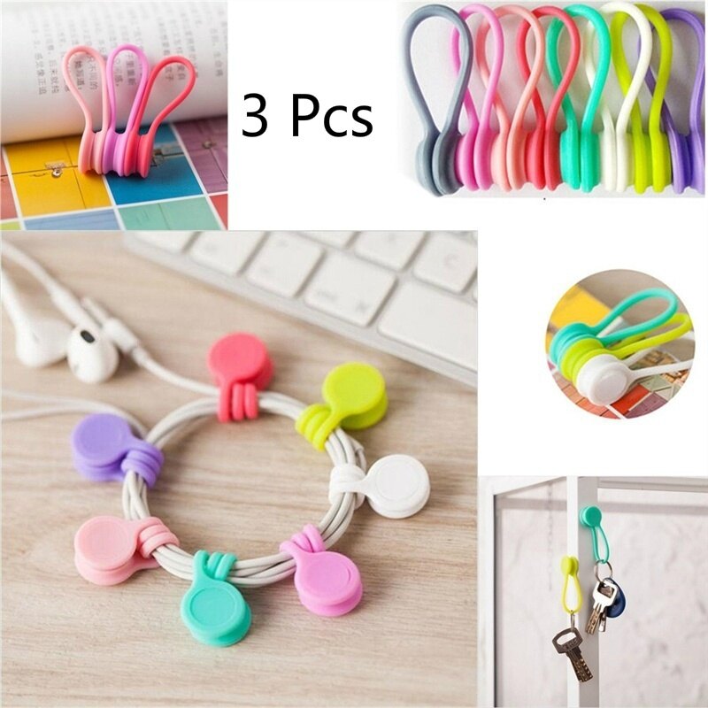 3Pcs Cute Multi function Magnet Earphone Cord Winder Cable Winder ...