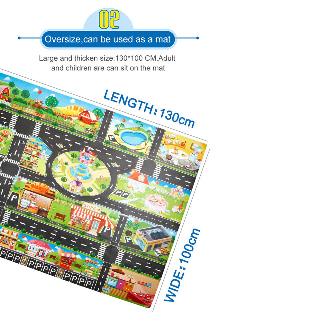 Xsxm KIDS Play MAT City Road buildings ที่จอดรถแผนที่เกมฉากแผนที่พร้อม ...