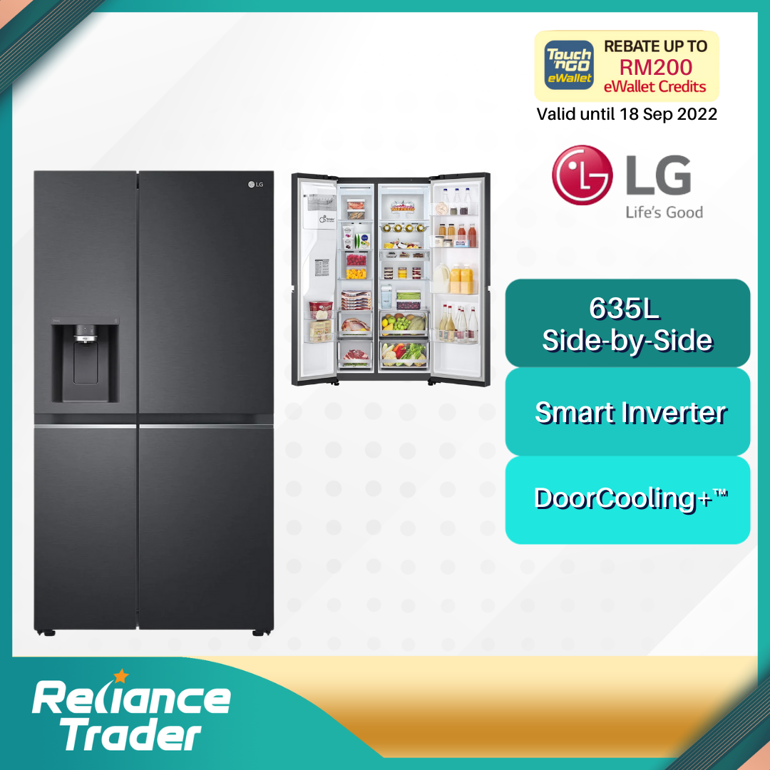 LG Net 635L Side-by-Side with UVnano® Water Dispenser in Matte Black ...