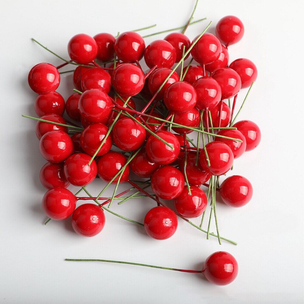 100 Pcs Mini Berries Plastic Fake Fruit Small Artificial Pearl Flower ...