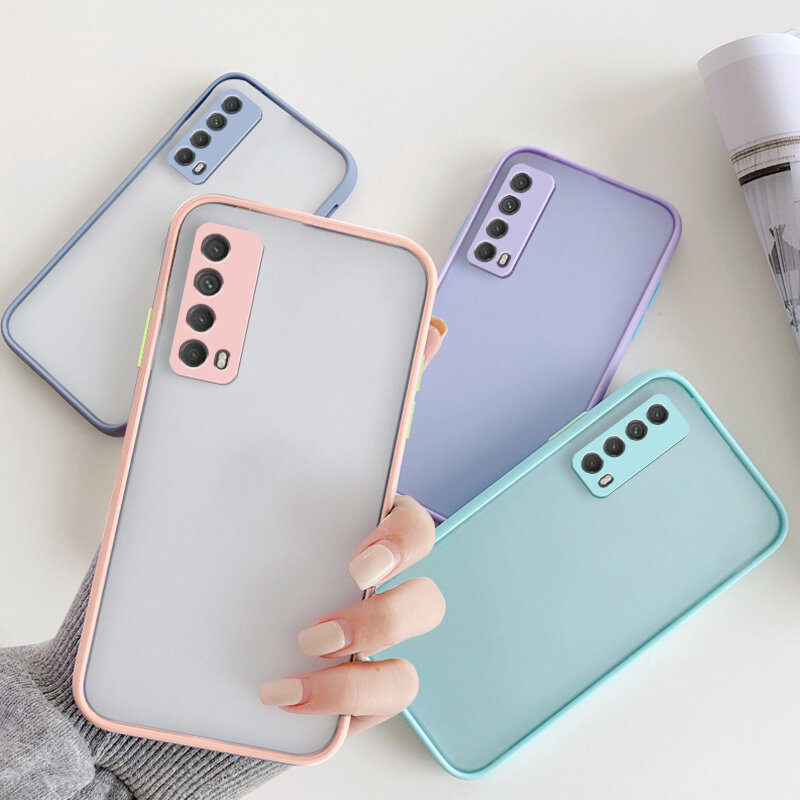 QAWSEDR เคสสำหรับหัวเหว่ย Y7A กล้องเต็มรูปแบบครอบคลุมซิลิโคนผิวแมตต์ ...