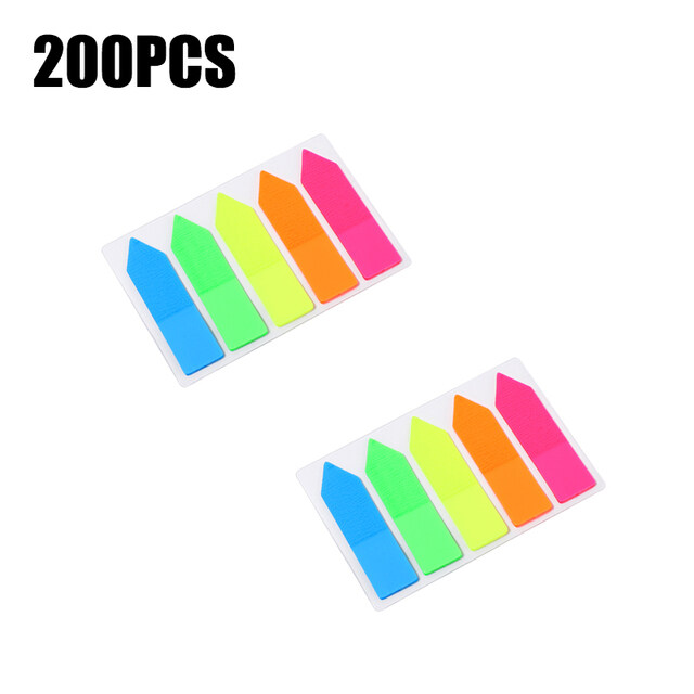 200Sheets Posted It Muti-Color Stickers Transparent Fluorescent Index ...
