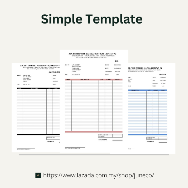 INVOICE TEMPLATE BIL TEMPLATE CREDIT NOTE TEMPLATE DIGITAL | Lazada