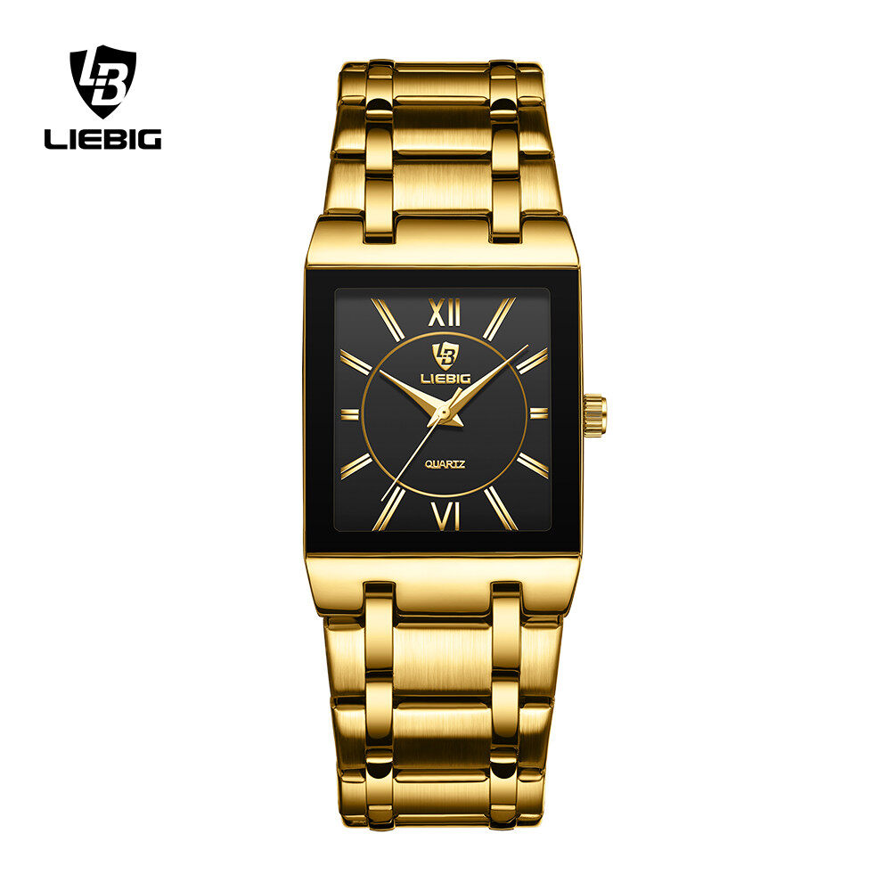 LIEBIG Men Watch Quartz Movement Black Gold Formal Fashion Dual Display ...