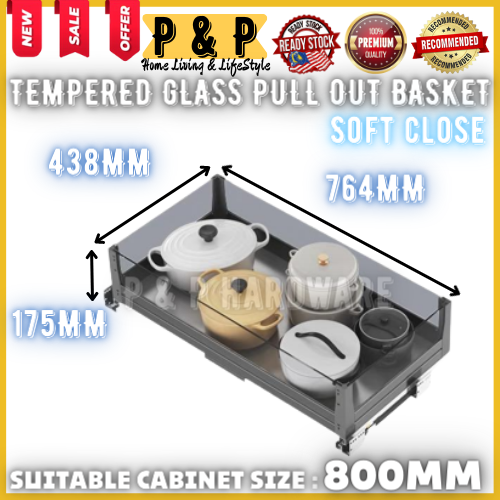 Luxury Stainless Steel 304 Tempered Glass Pull Out Basket With Soft ...