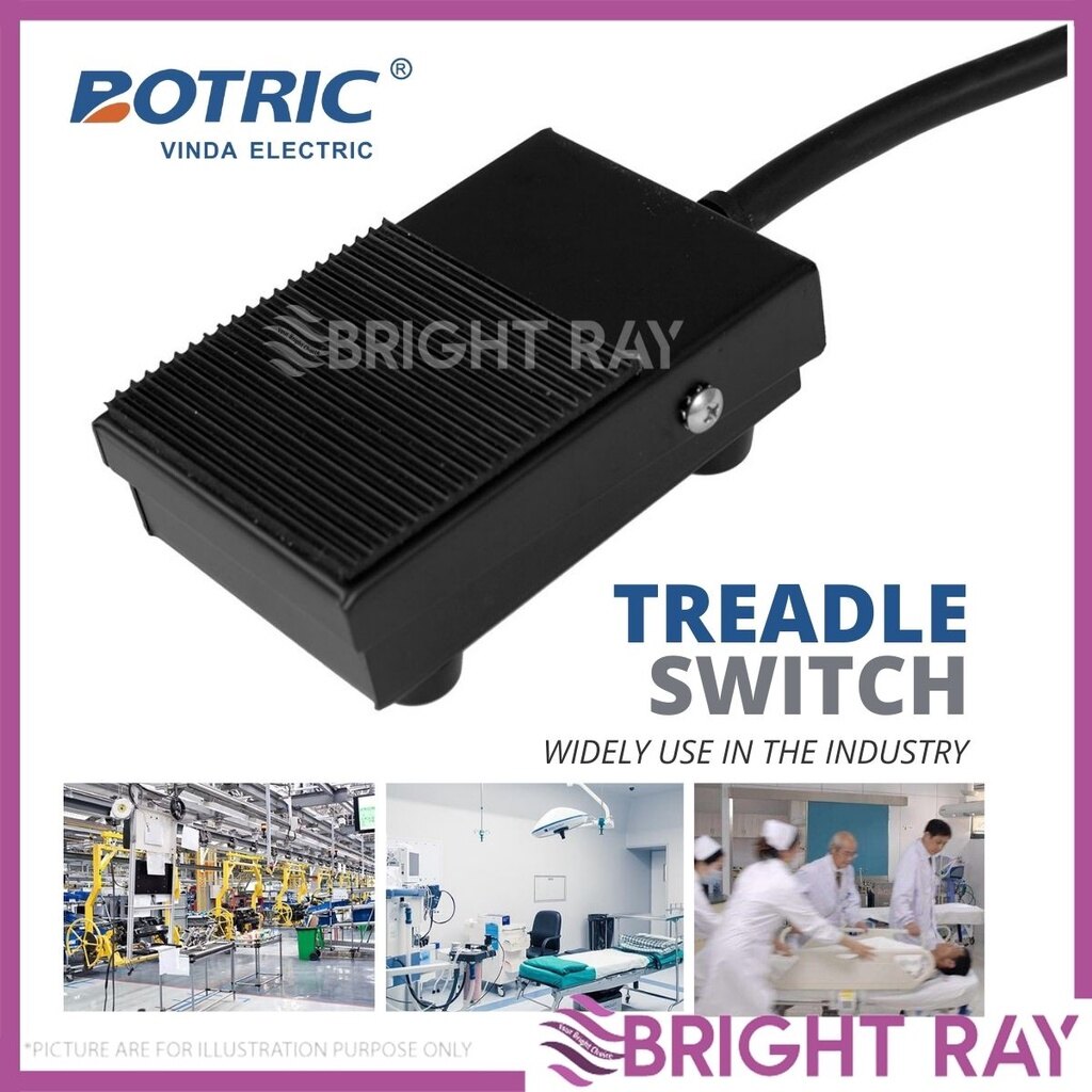 BOTRIC Heavy Duty Momentary Foot Pedal Switch Metal Treadle Foot Switch ...