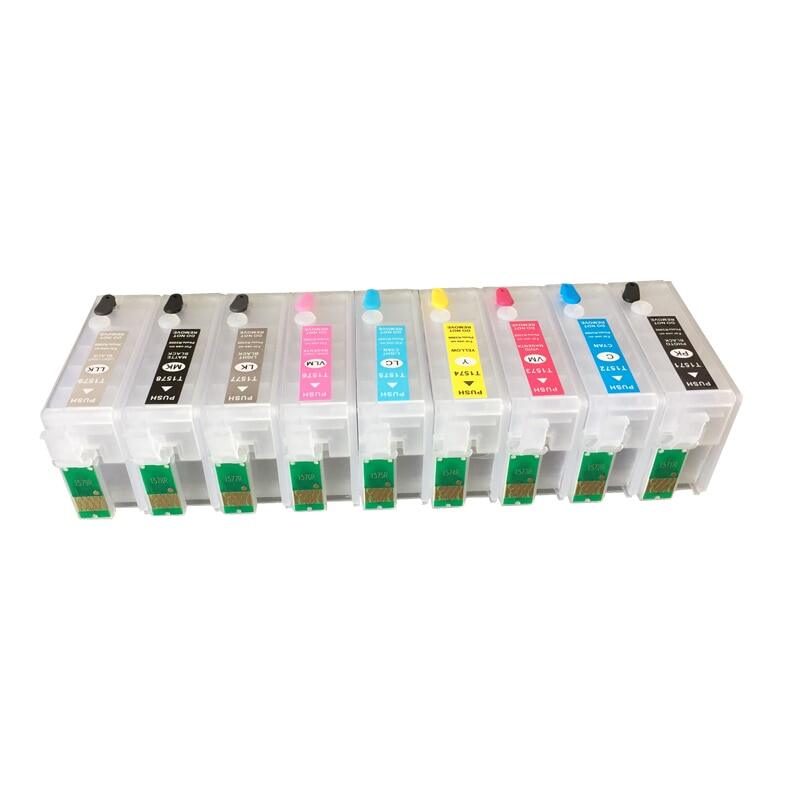 13PCS 9 COLORS T157 Refillable Ink Cartridges For Epson Stylus Photo ...