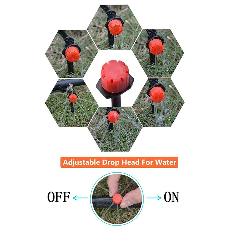 200Pcs 1/4 Inch Adjustable Mini Drip Irrigation System Sprinkler Head ...
