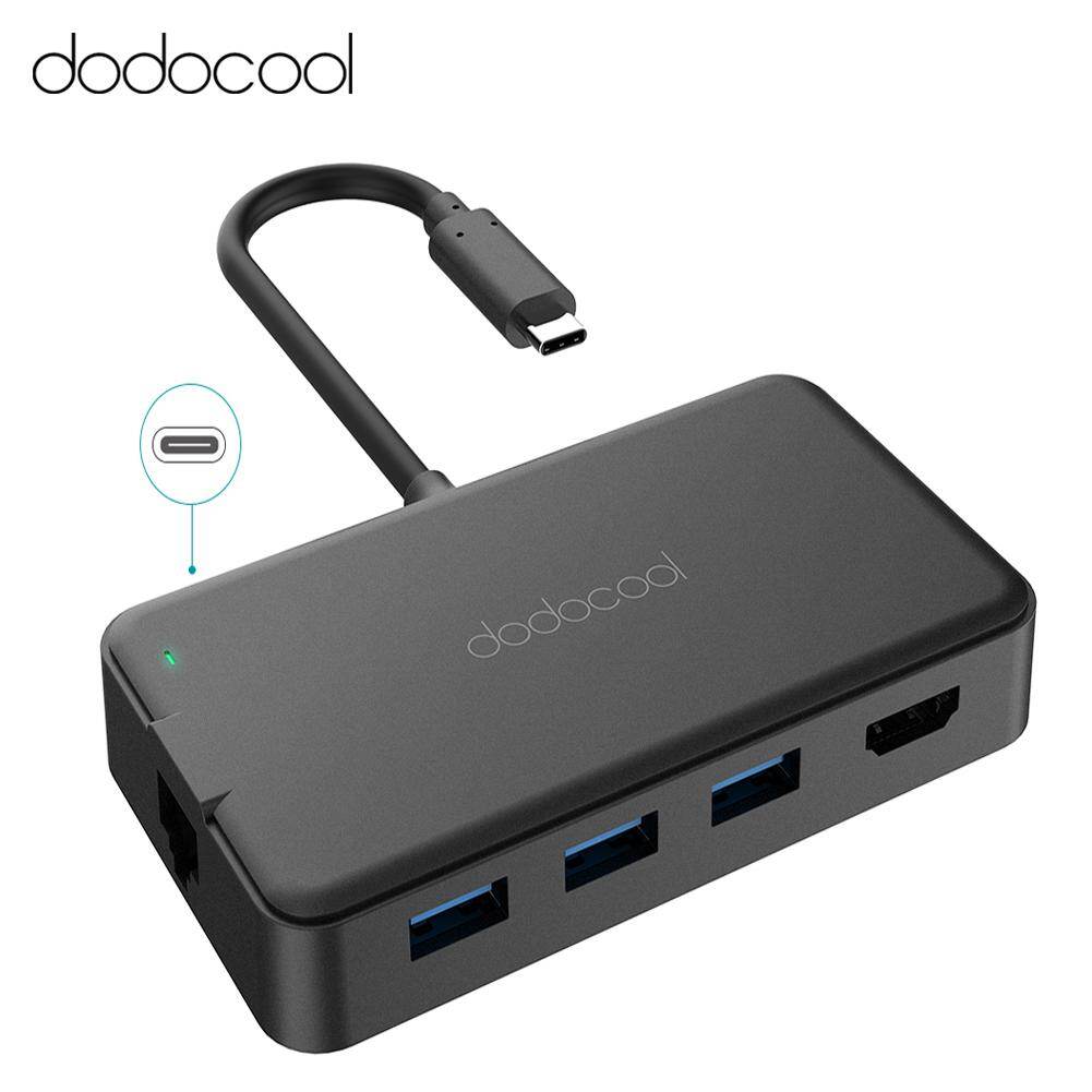 Dodocool 6-in-1 Multifunction USB-C HUB Type-C 4K HD Output พอร์ต Gigabit อะแดปเตอร์อีเทอร์เน็ต ...