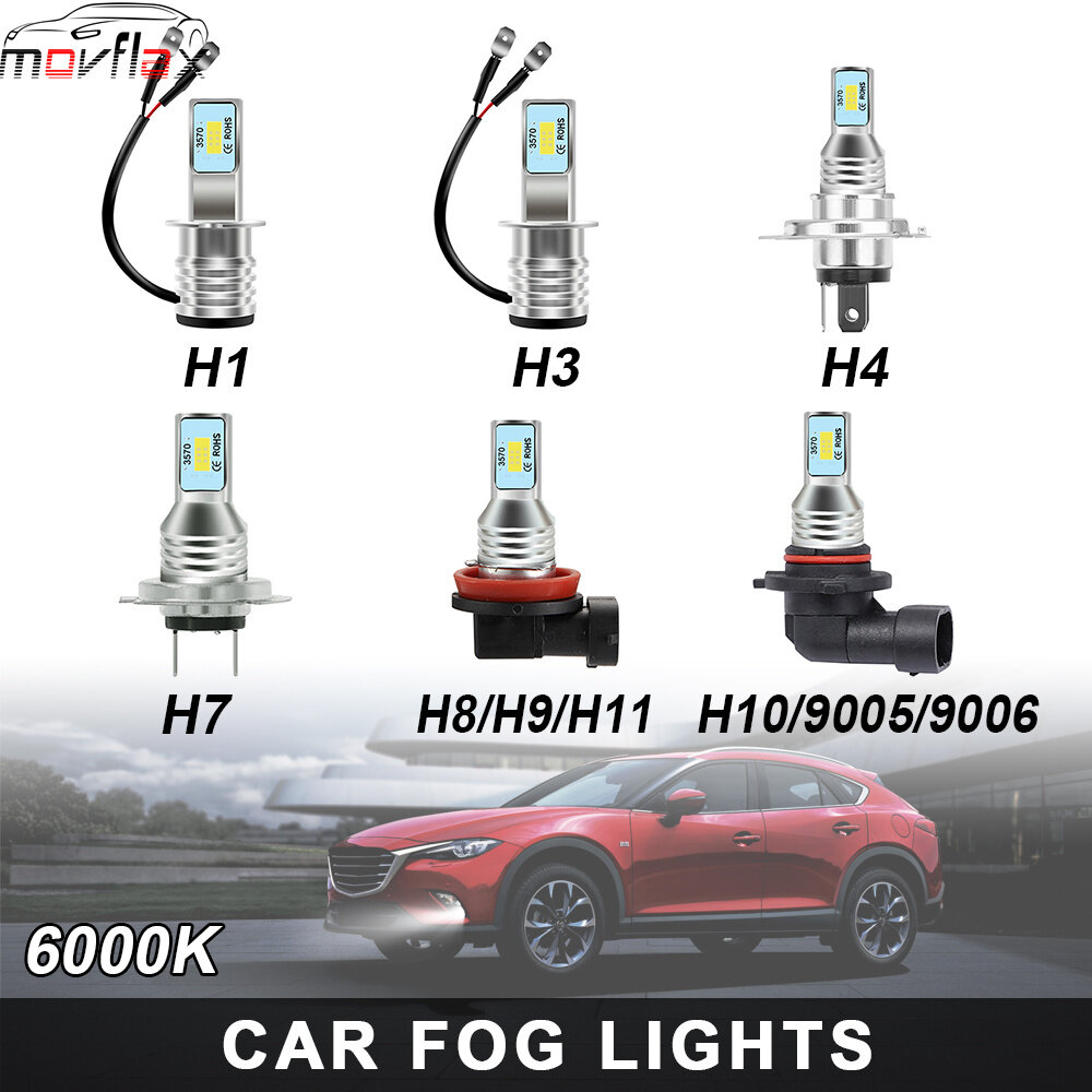 MovFlax H1 H3 H4 H7 H8 H9 H10 9005 9006 Canbus หลอดไฟ LED Super Bright ...