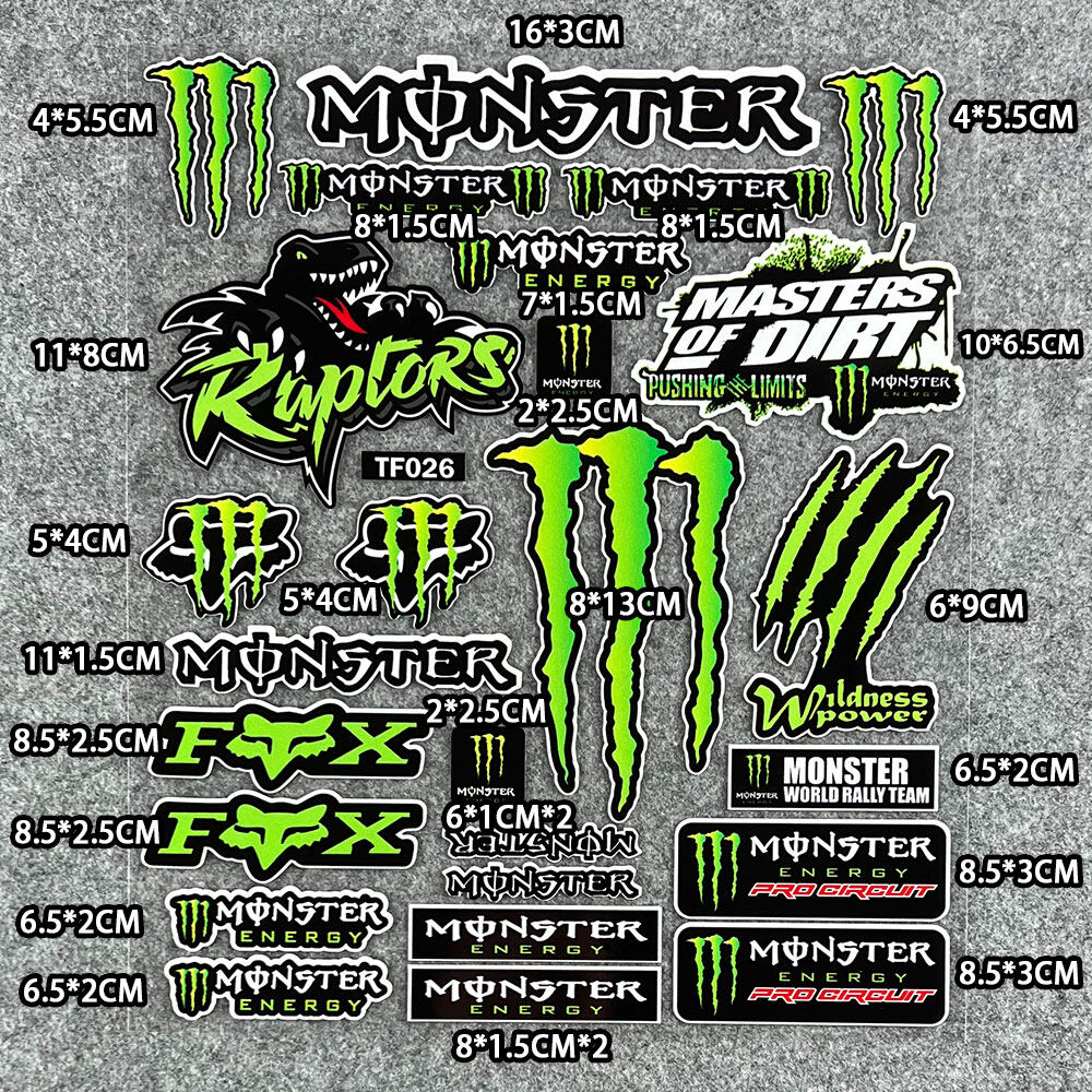 Monster Energy Reflective Motorcycle Motocross Bicycle Decals Car ...