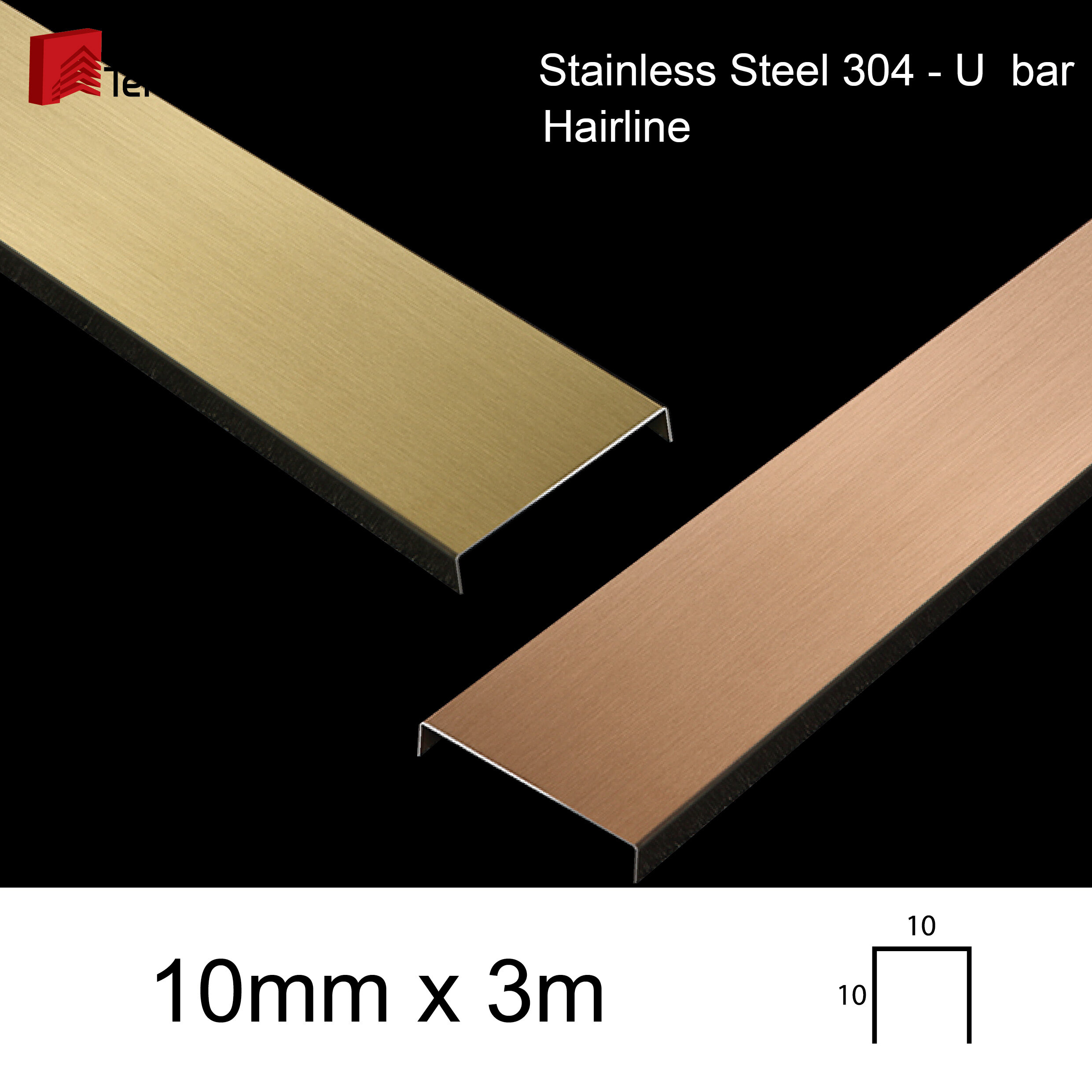 Stainless Steel 304 PVD Coating U Bar 10mm Decorative Strips , Inlays ...