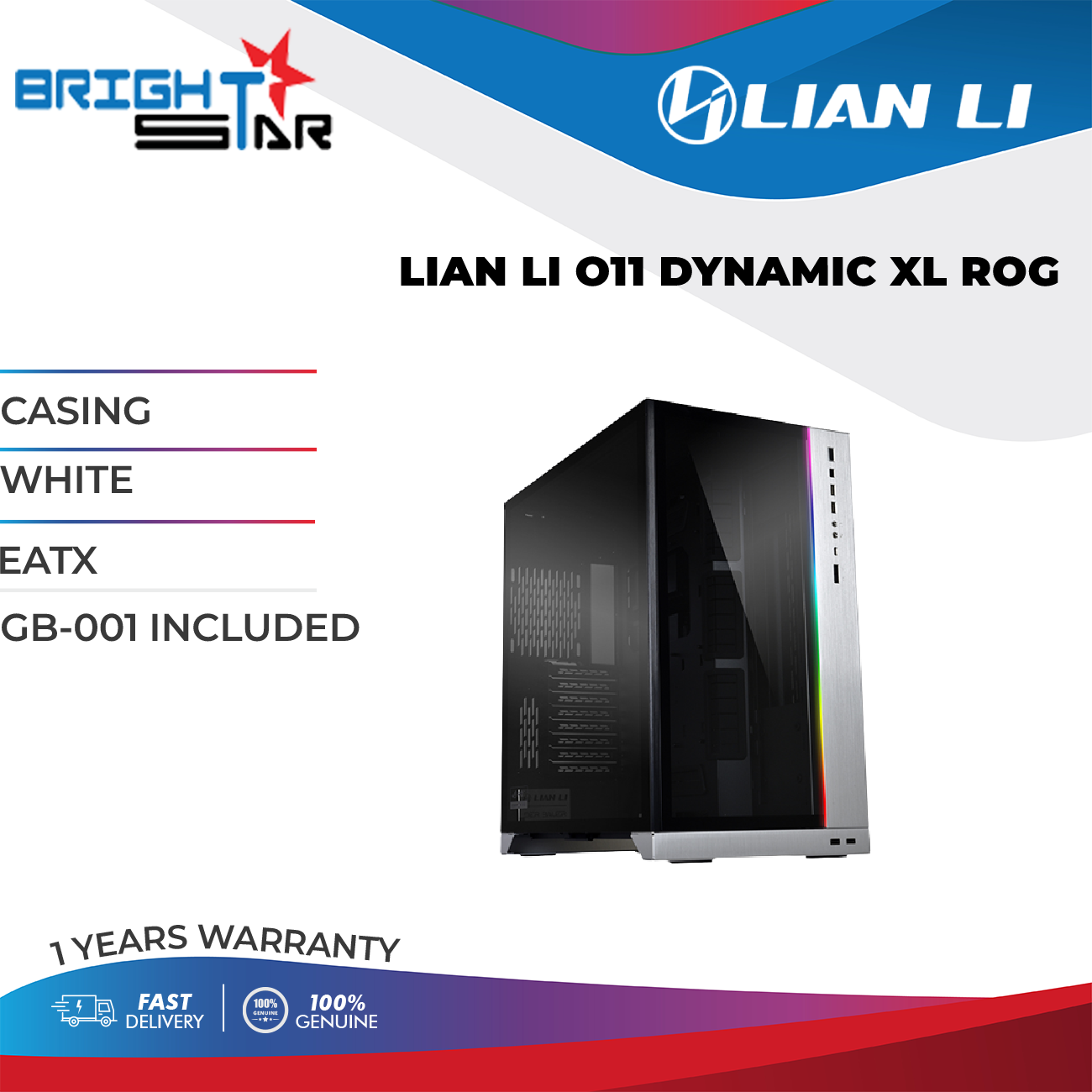 PC CASE / LIAN LI O11 DYNAMIC XL ROG / WHITE / EATX / 1Y WARRANTY / GB ...