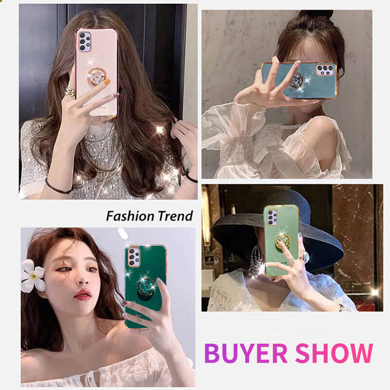 QAWSEDR ชุบสำหรับ Samsung A52 A72 A32 A71 A51 4G กล้องปลอกซิลิโคนนุ่ม ...