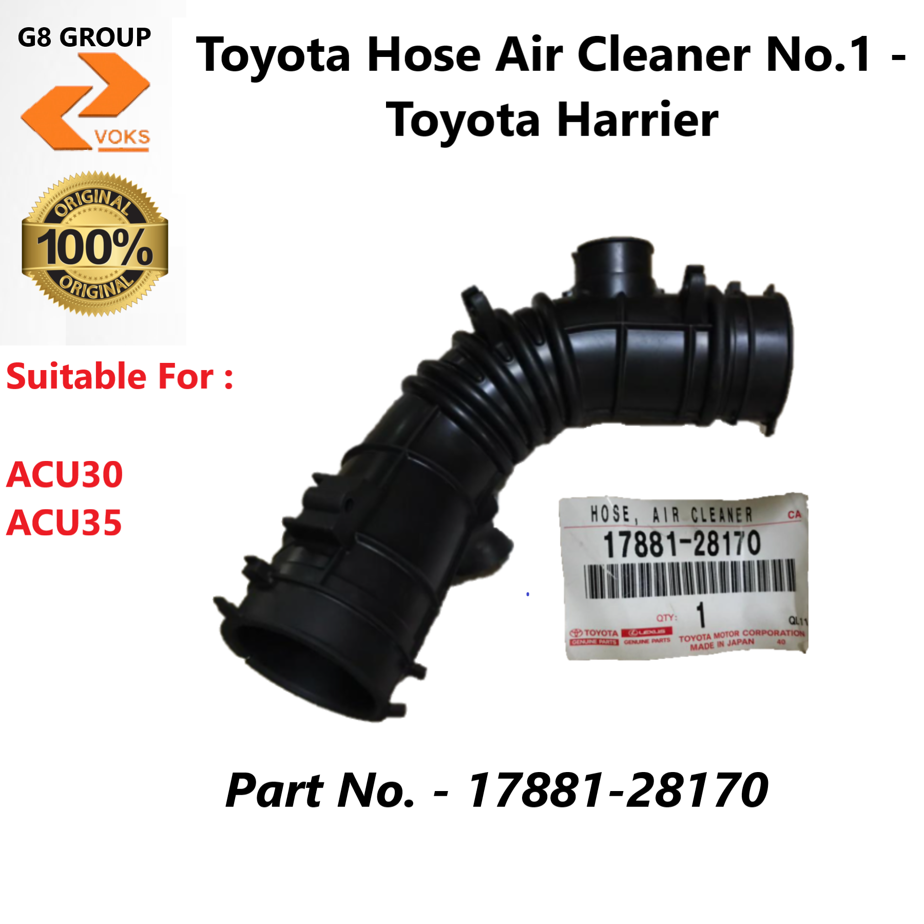 Toyota Hose Air Cleaner No.1 - Toyota Harrier ( 17881-28170 ) | Lazada