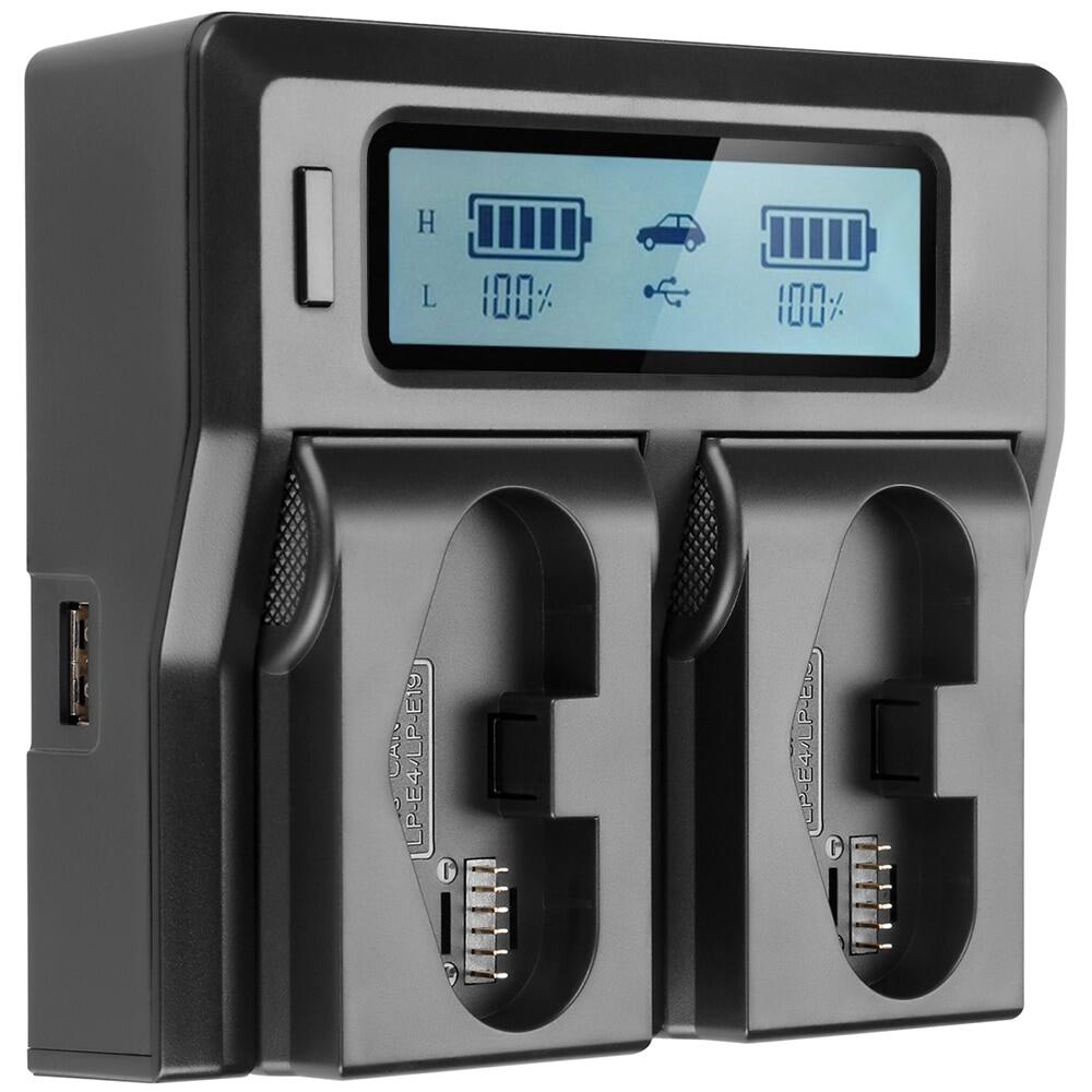 LP-E19 LP-E19 LP-E4N Battery With LCD Dual Slot Fast Charger For Canon ...