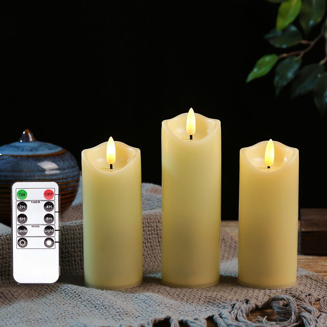 2/3/4 Pieces Remote Control Flameless Plastic Pillar Candles,Battery ...
