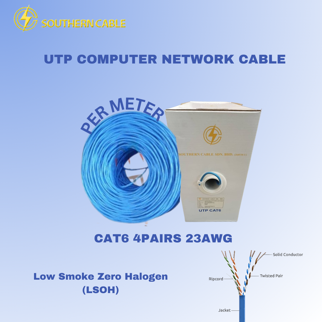 (X1.0 M) SOUTHERN CAT6 4PAIRS 23AWG UTP COMPUTER NETWORK CABLE- LSOH ...