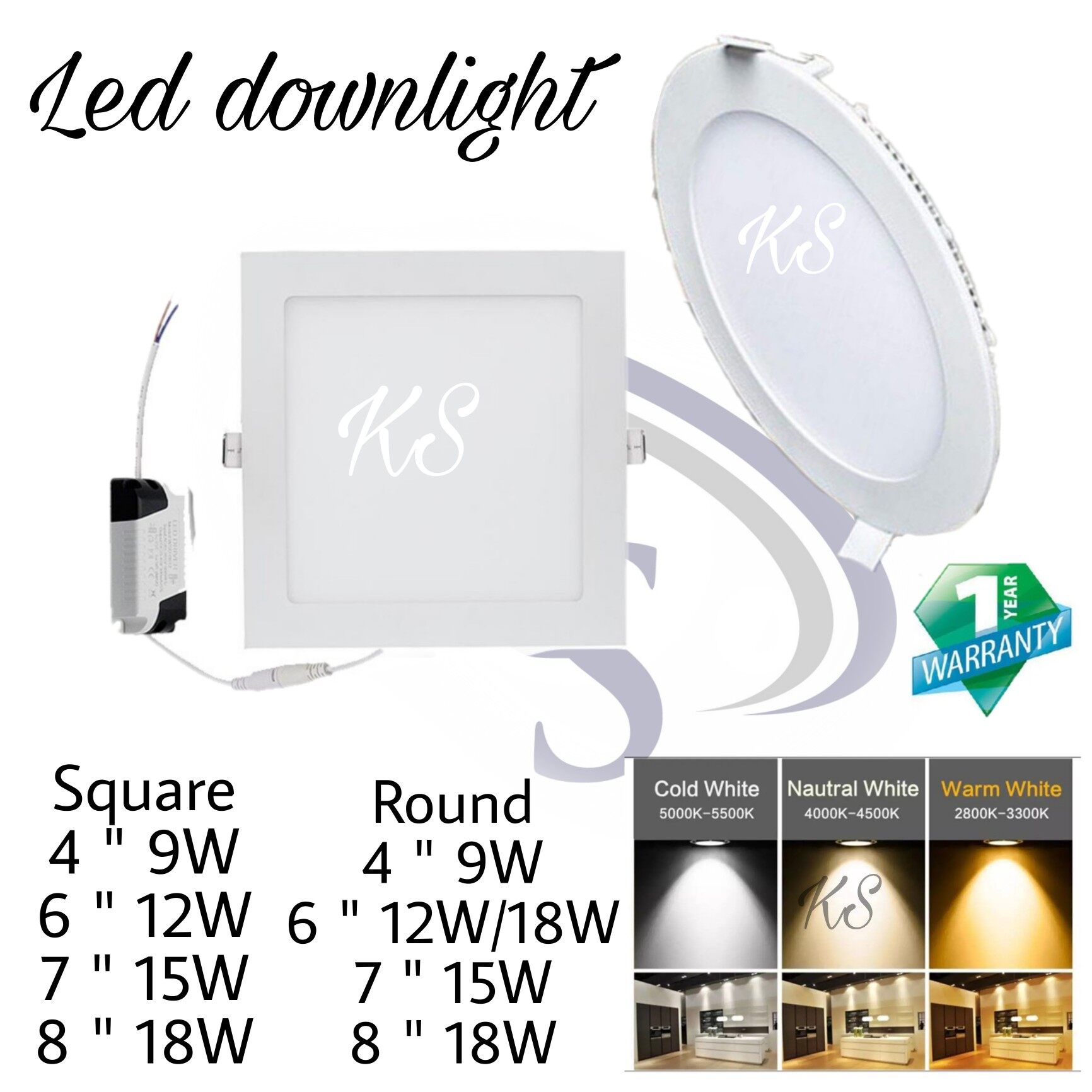 LED PANEL LIGHT DOWNLIGHT 9W/12W/15W/18W ROUND AND SQUARE | Lazada