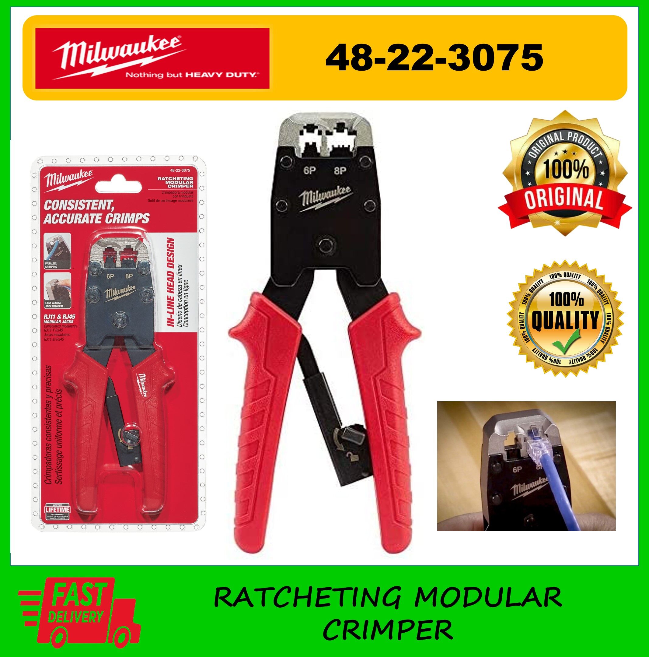 MILWAUKEE 48-22-3075 RATCHETING MODULAR CRIMPER | Lazada