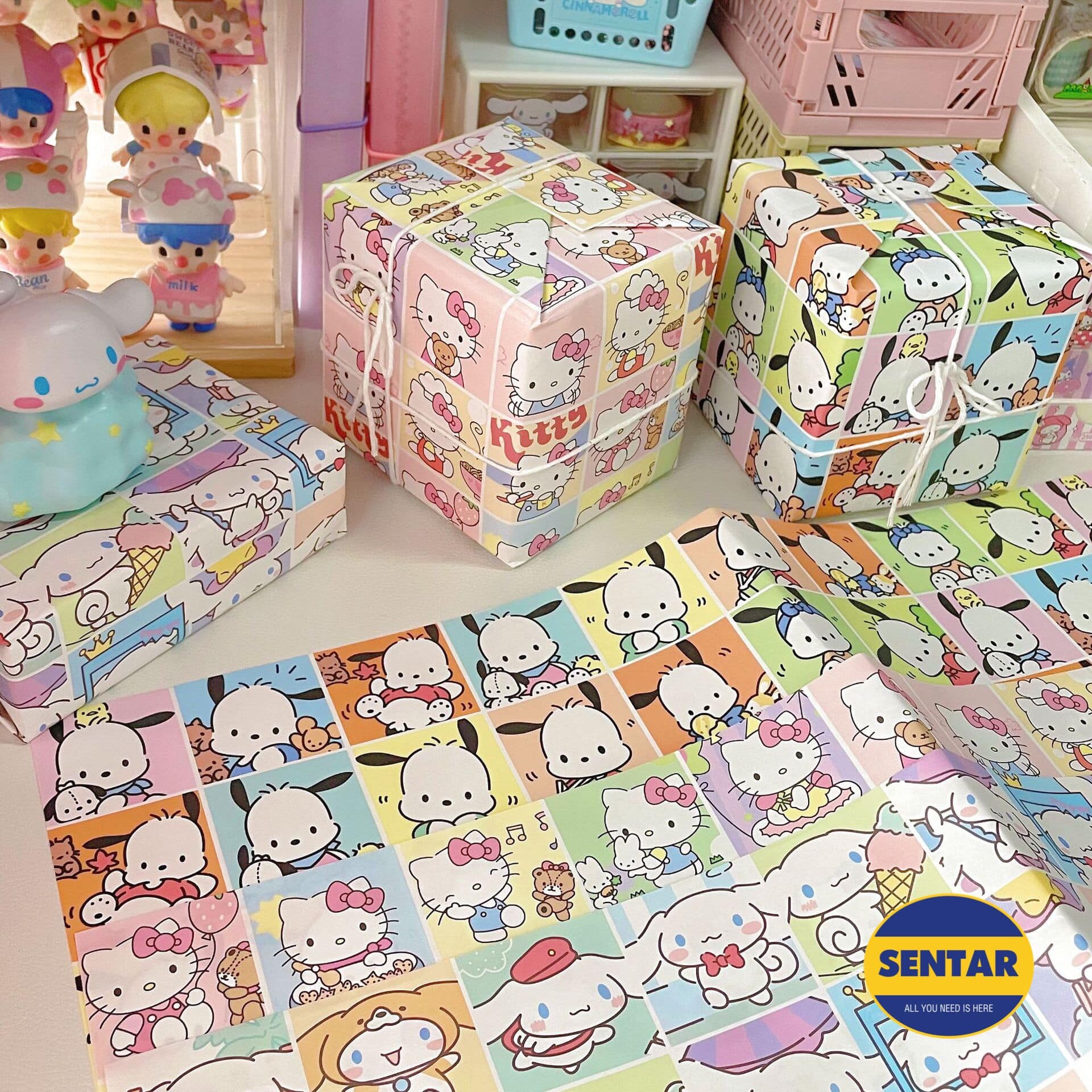 100% Ready Stock 2pcs Sanrio Present Paper Hello Kitty, Cinnamoroll ...