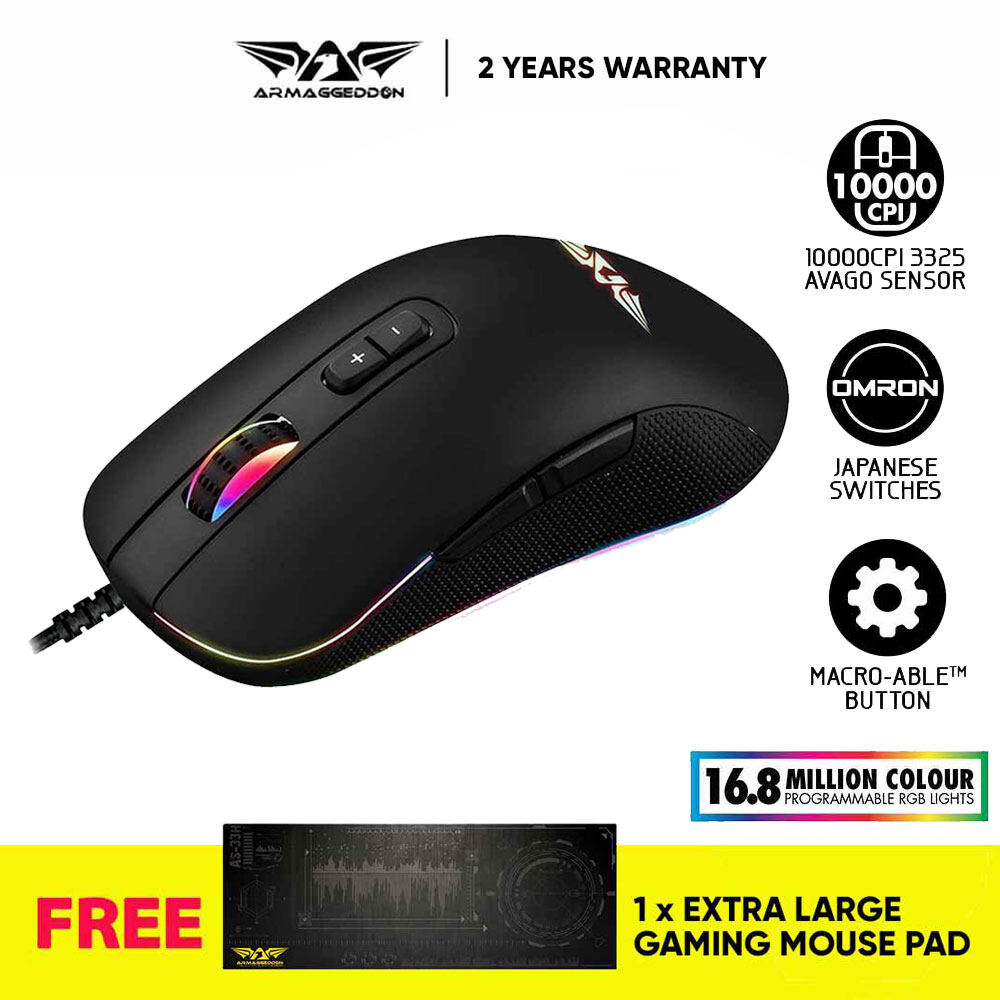 Armaggeddon Falcon 3 RGB Gaming Mouse | 10000 CPI | 6 Macroable Button ...