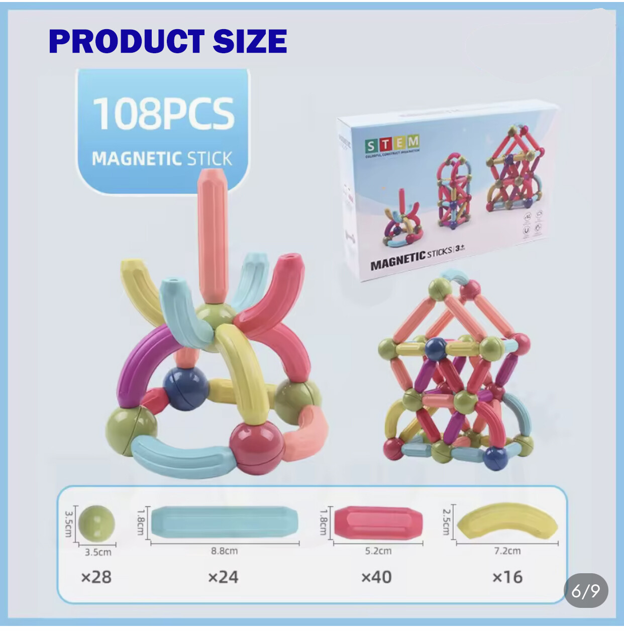 Magnetic Stick For Kids Sensory Educational Montessori Stick Build ...