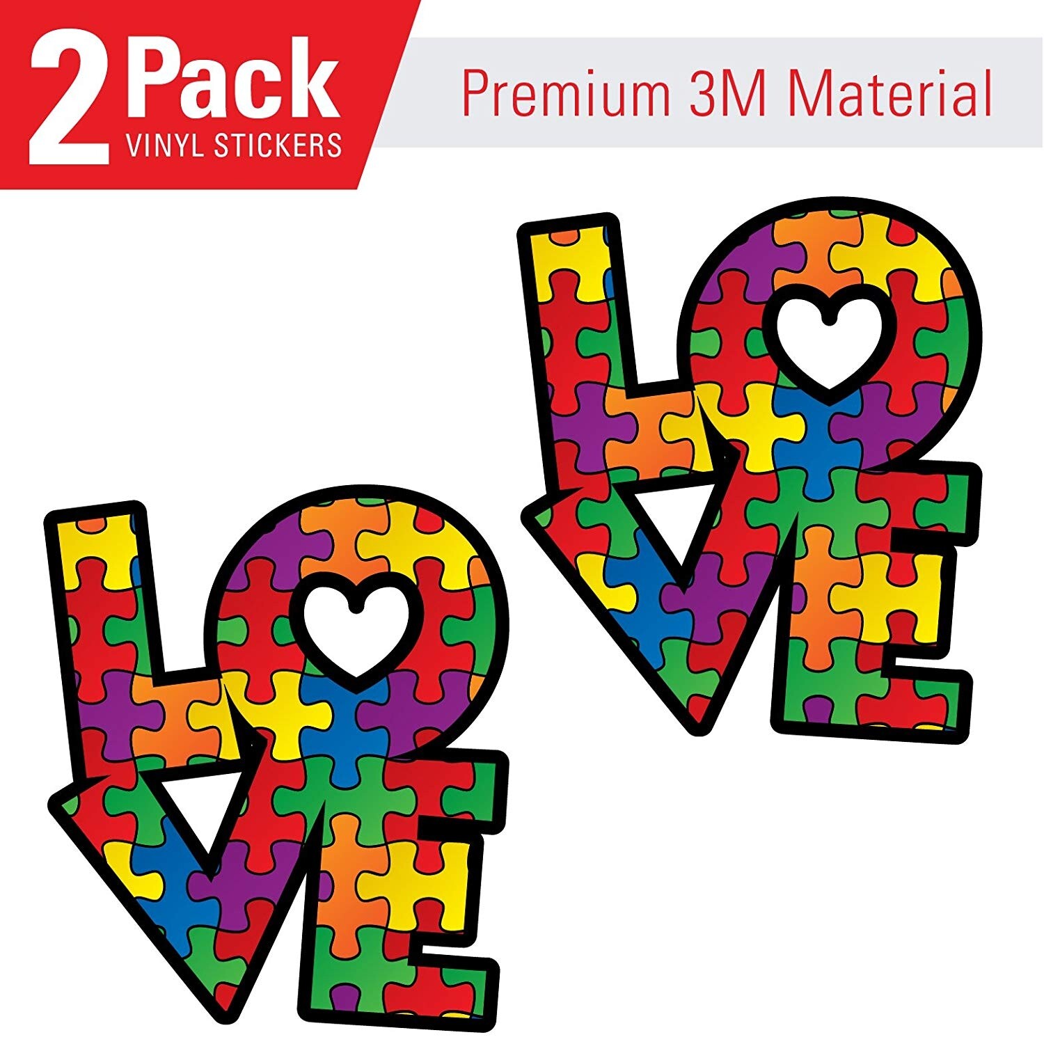 Love Autism Awareness L O V E with Heart (2 Pack) Laminated Vinyl ...