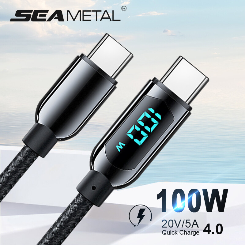 SEAMETAL USB Type C ถึงสาย USB C 100W/5A PD Fast Charging Charger สายไฟสำหรับ Macbook Xiaomi ...