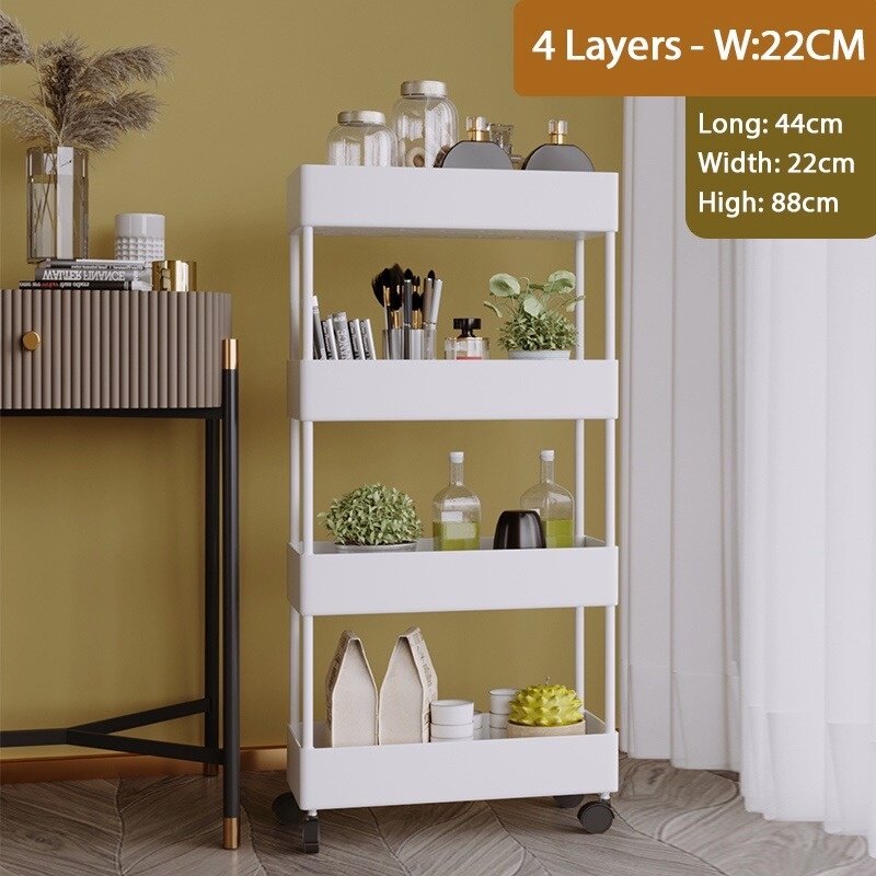 Multi-Layer Storage Trolley Rack With Wheels Office Shelves Home ...