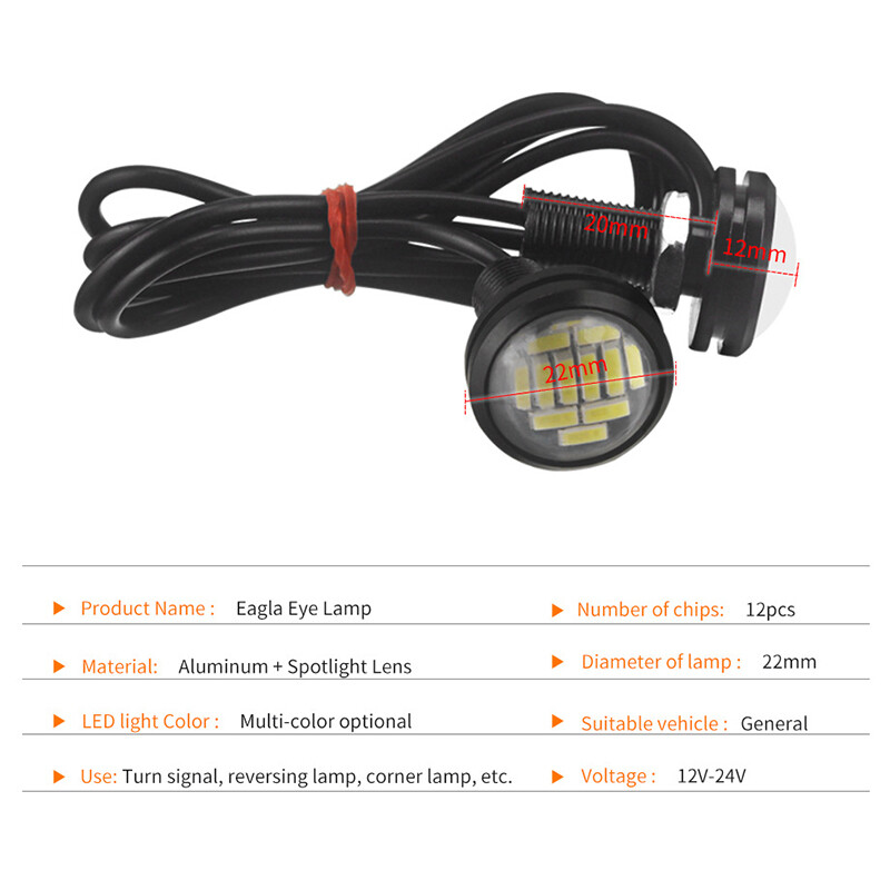 2Pcs สีขาว12V 15W Eagle Eye LED วิ่งไฟสำรองมอเตอร์ไฟติดรถยนต์สำหรับรถ ...