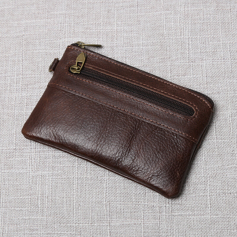 Retro Cowhide Leather Slim Wallet Original Handmade Small Change Coin ...