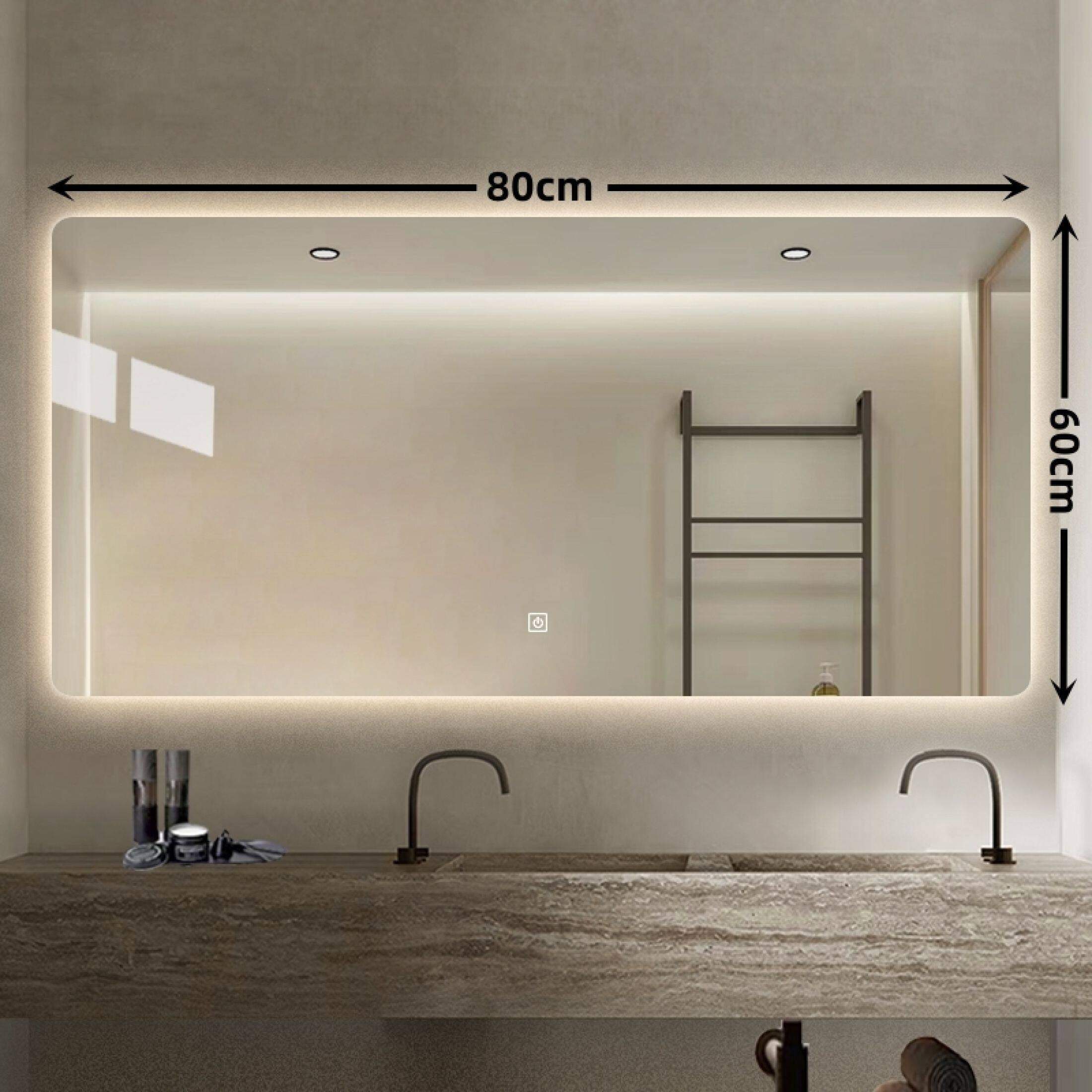 LED smart bathroom mirror three-color light one-touch control ...