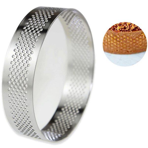 Circular Stainless Steel Porous Tart Ring Bottom Tower Pie Cake Mould ...