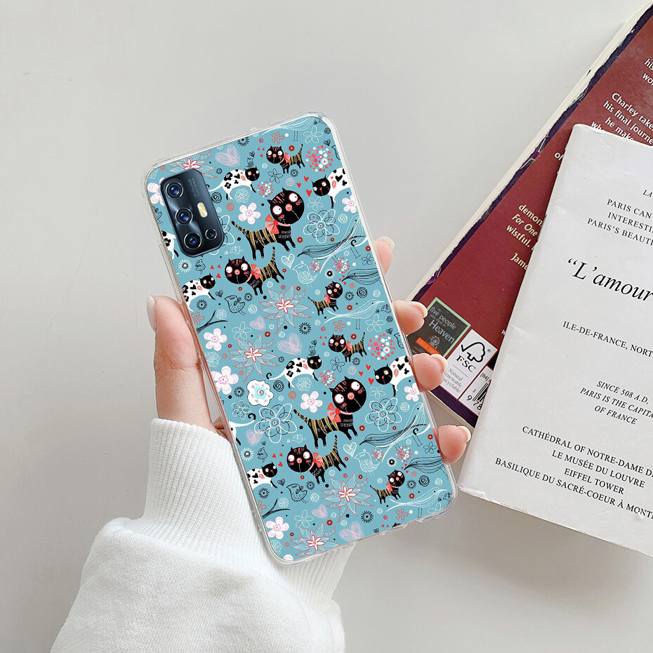 For Vivo V19 Neo Case Transparent Printed TPU Soft Back Protective ...
