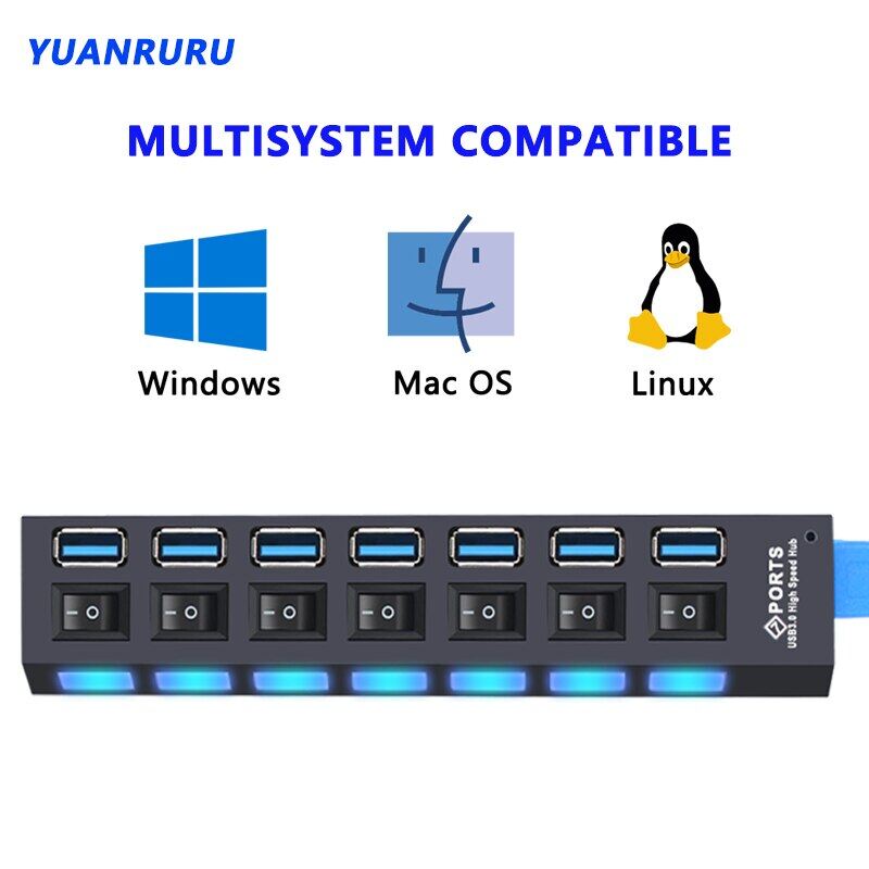 USB Hub 3.0 Hub USB 3 USB 2.0 Multi USB Splitter Power Adapter 4/7 Port ...